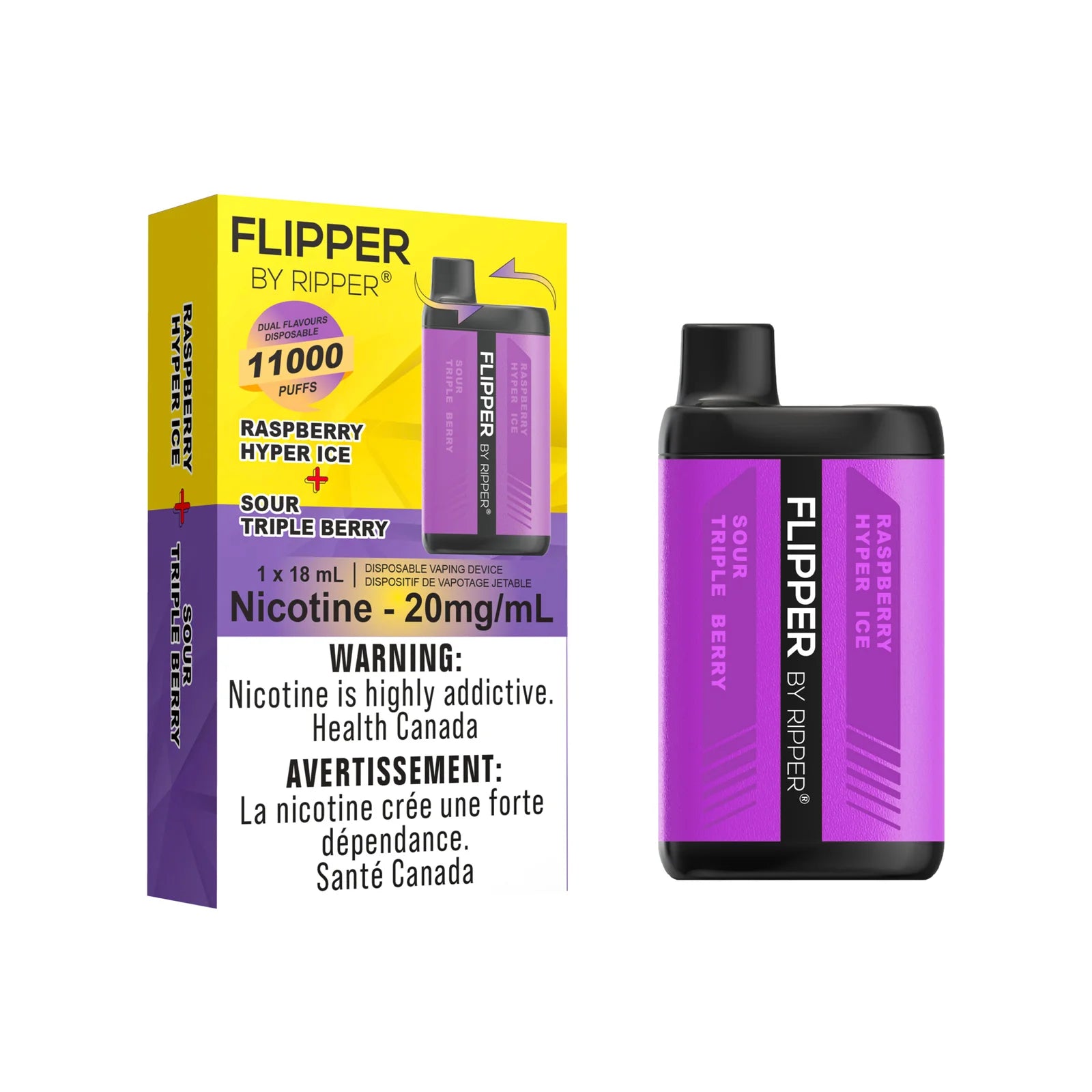 Rufpuf Ripper Flipper 11000 - Sour Triple Berry + Raspberry Hyper Ice